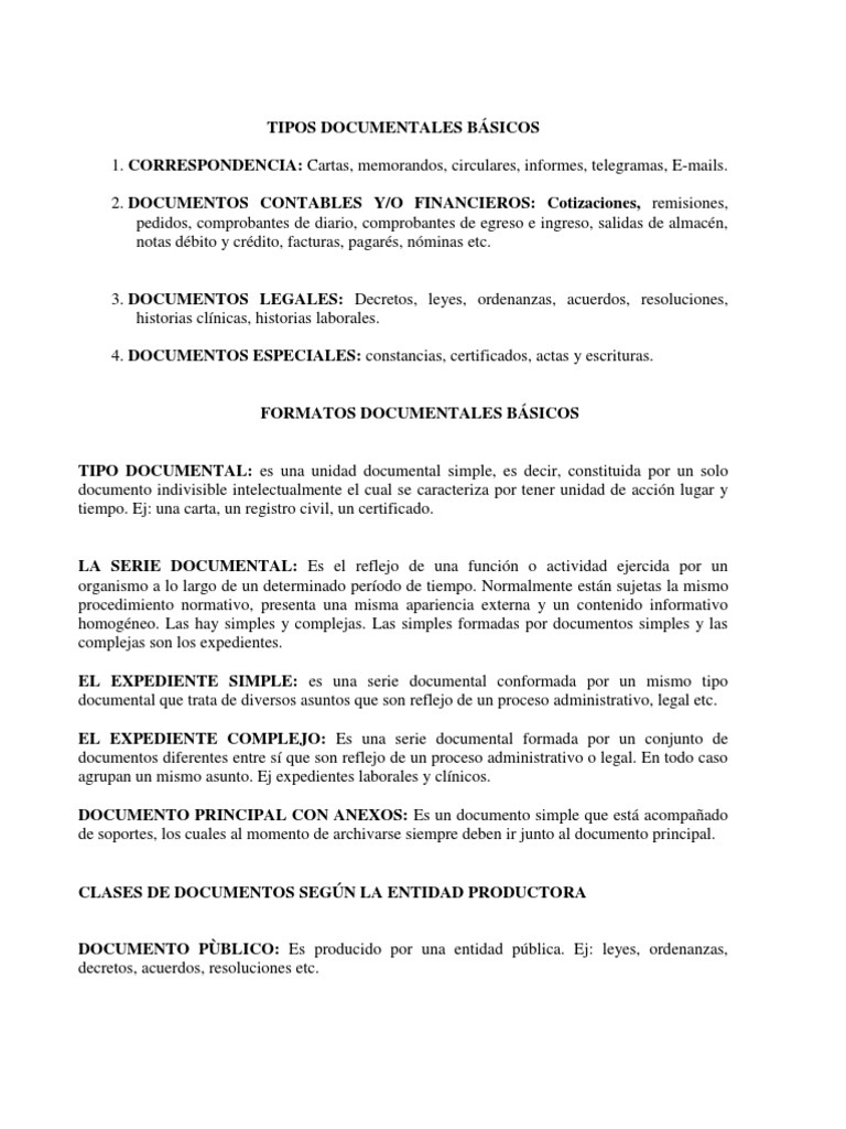 Tipos Documentales Básicos | PDF | Documento | Contabilidad