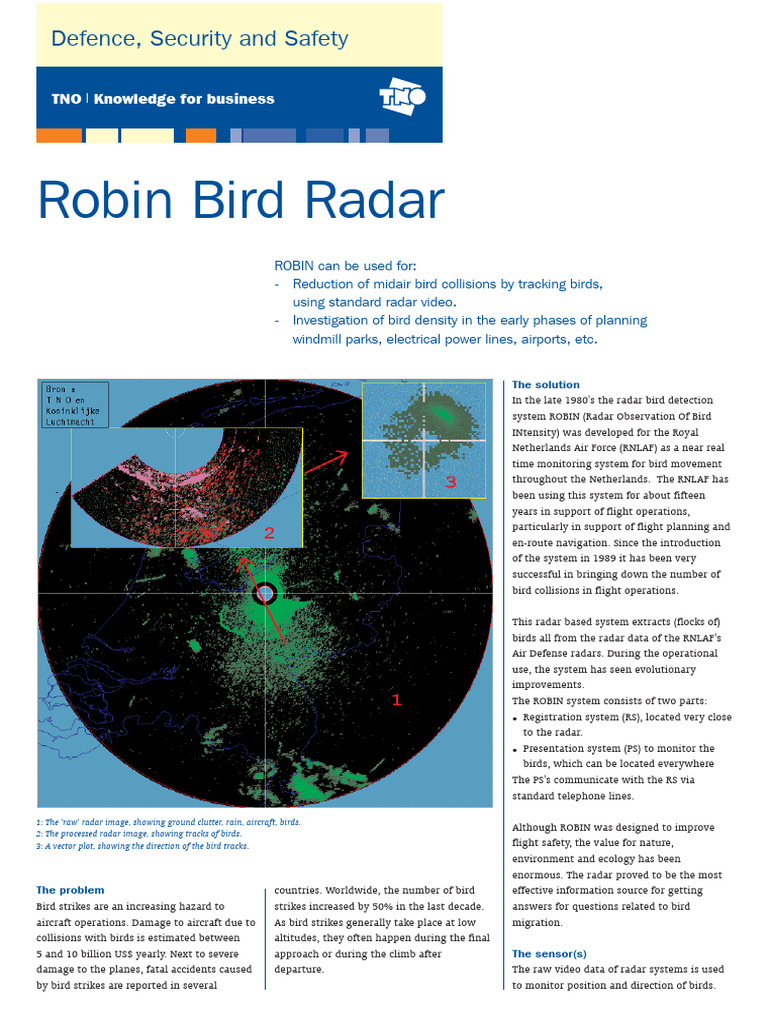 Robin Bird Radar: Defence, Security and Safety | PDF | Radar | Birds
