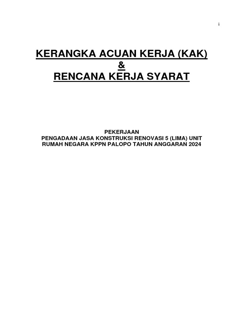 Kak RKS Renovasi 5 Unit Rumah Negara KPPN Palopo | PDF