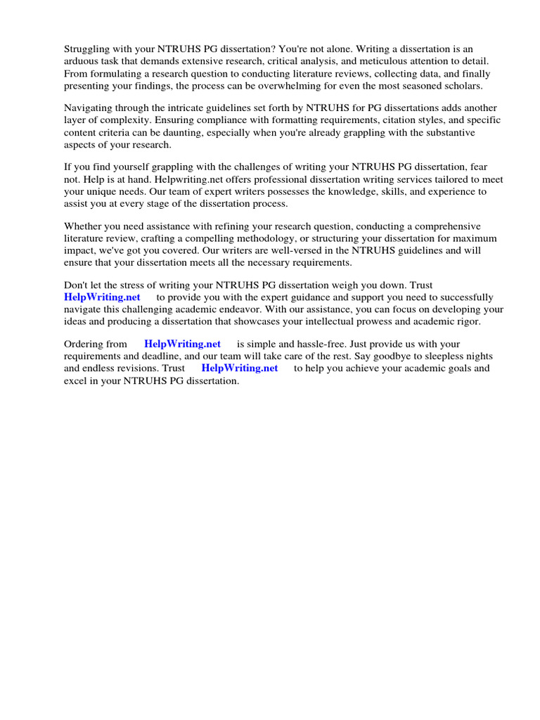 Ntruhs PG Dissertation Guidelines | PDF | Thesis | Doctor Of Medicine