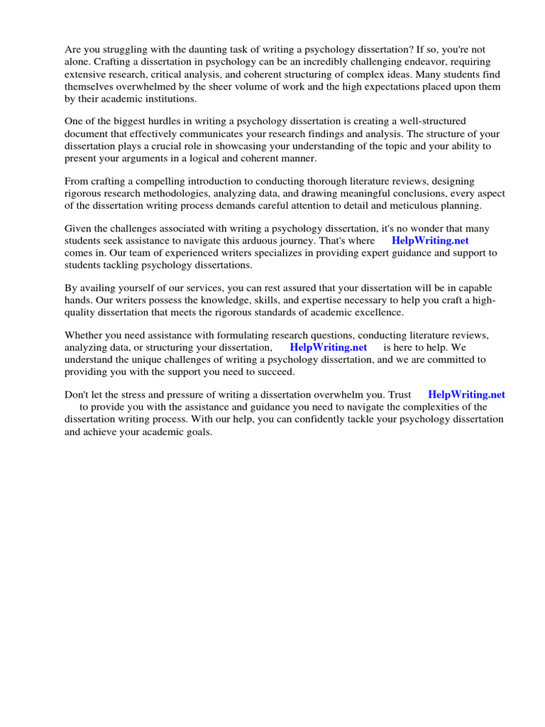 Psychology Dissertation Structure | PDF | Thesis | Essays
