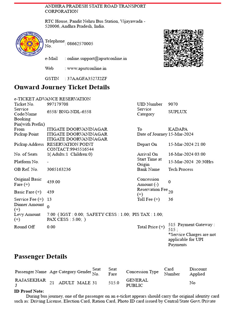 Bus Ticket | PDF | Identity Document | Payments