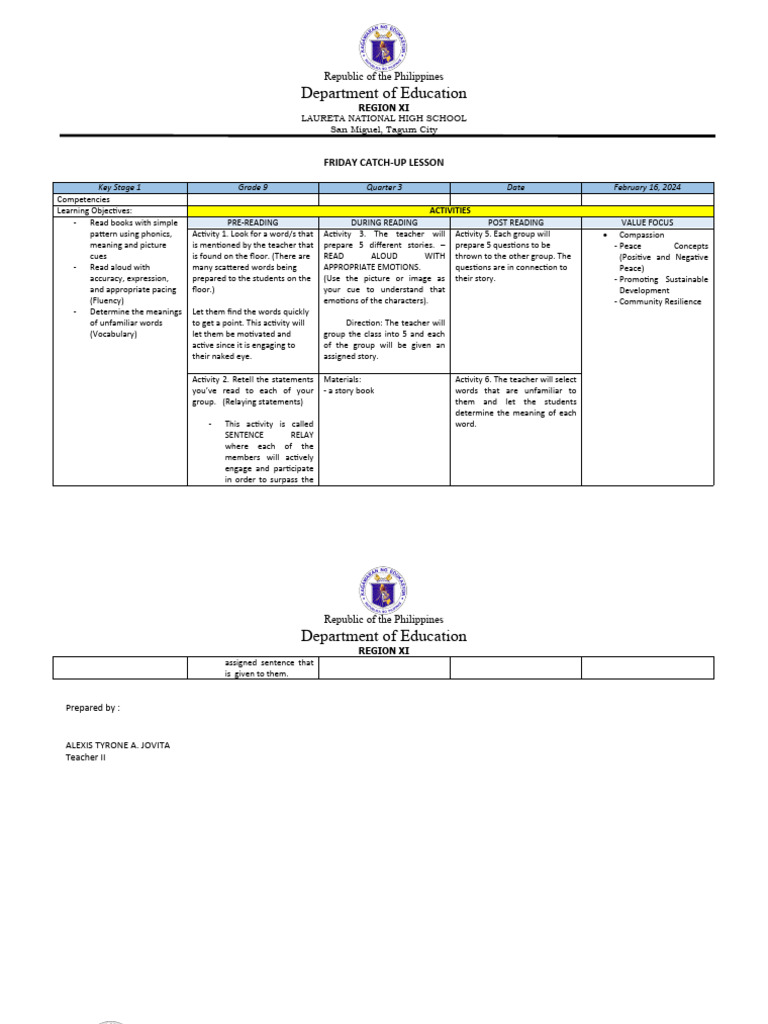 FRIDAY-CATCH-UP-LP_ | PDF | Learning | Cognition