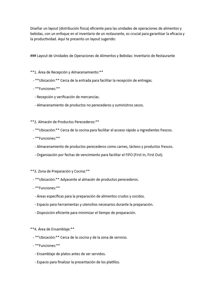 Layout Unidades Operaciones | PDF | Cocina | Restaurantes