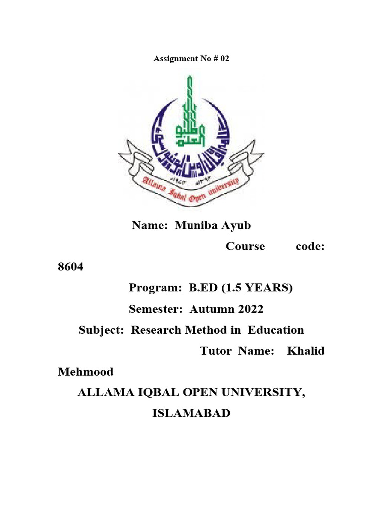 8604 2nd Assignment | PDF | Sampling (Statistics) | Qualitative Research