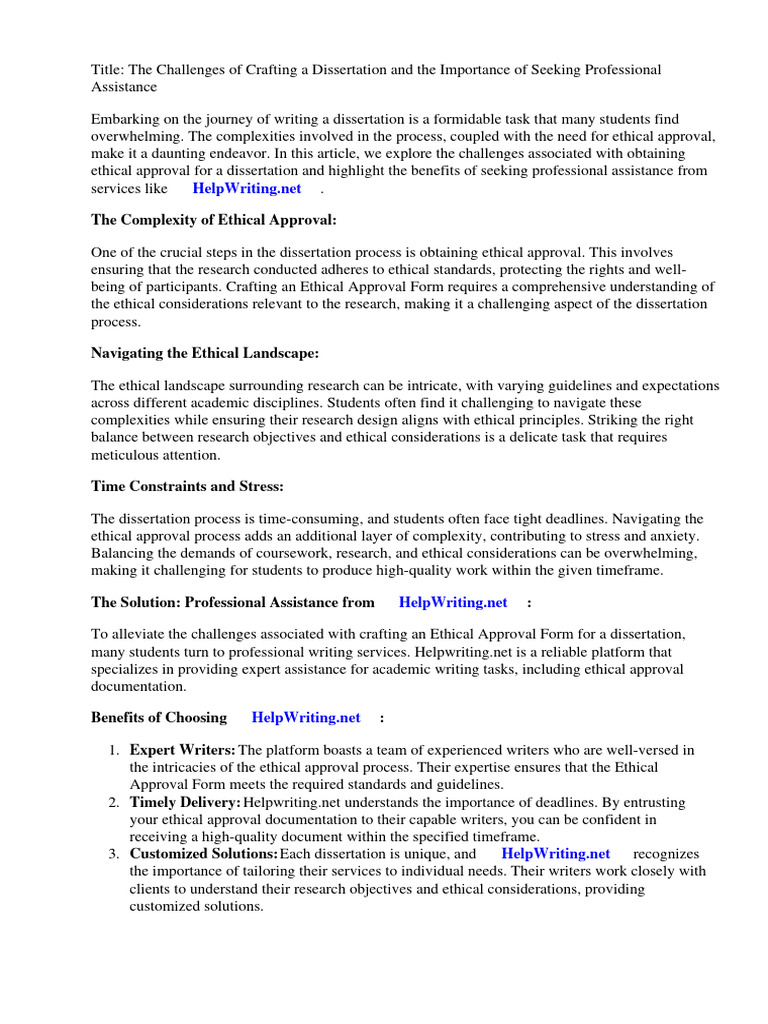 Ethical Approval Form For Dissertation | PDF | Psychotherapy | Thesis