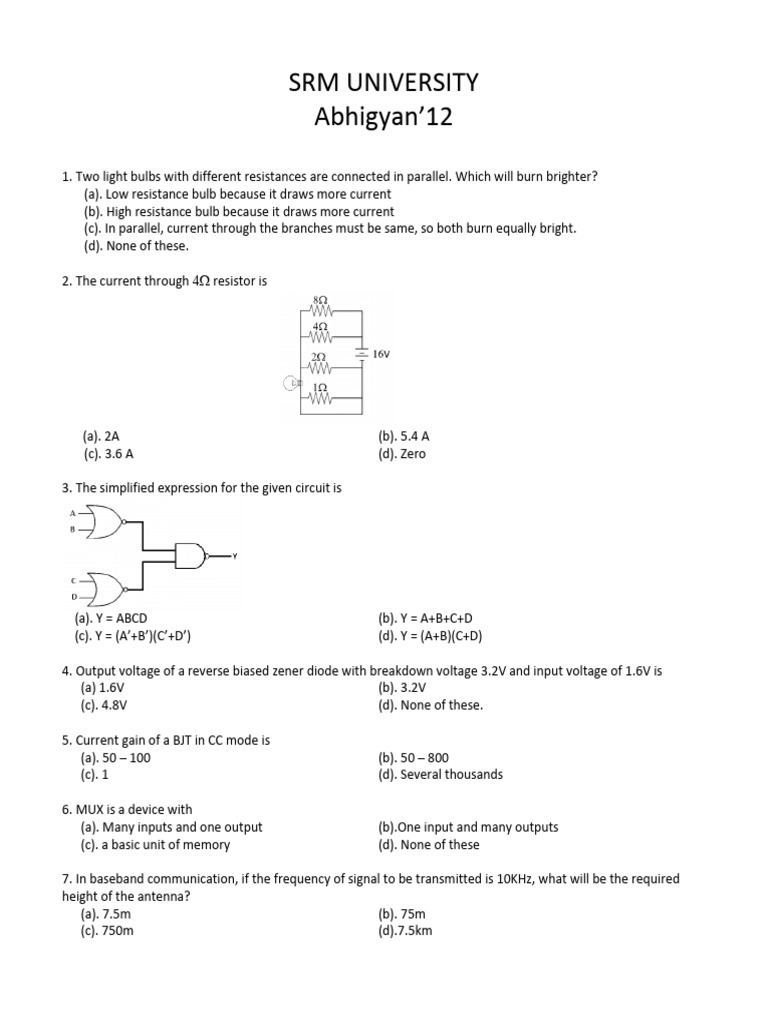 Circuit Debugging Questions 2 | PDF | Series And Parallel Circuits ...