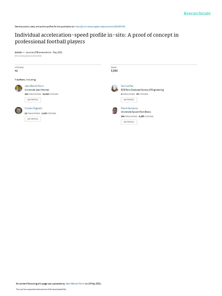 Acceleration-Speed Profiles in Football | PDF | Linear Regression ...
