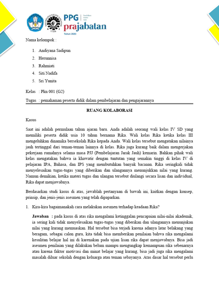 TP 3 Pemahaman Peserta Didik RK Kel 1 | PDF