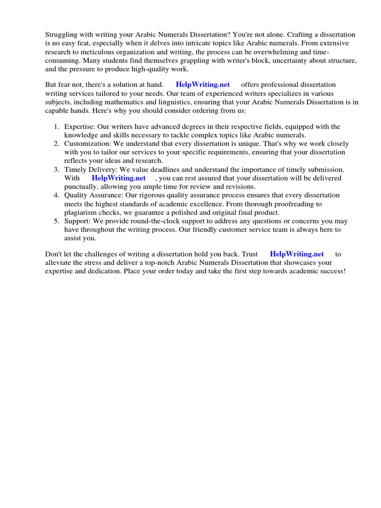 Arabic Numerals Dissertation | PDF | Mathematics | Thesis