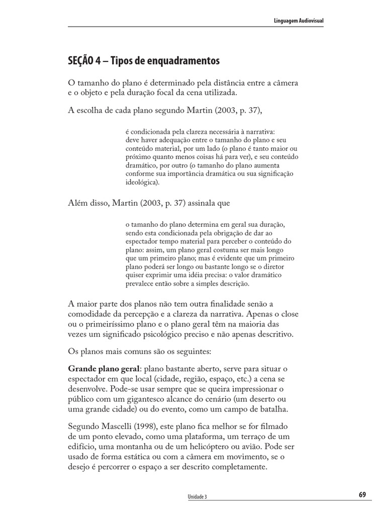Planos de câmera | PDF | Câmera | Narrativa