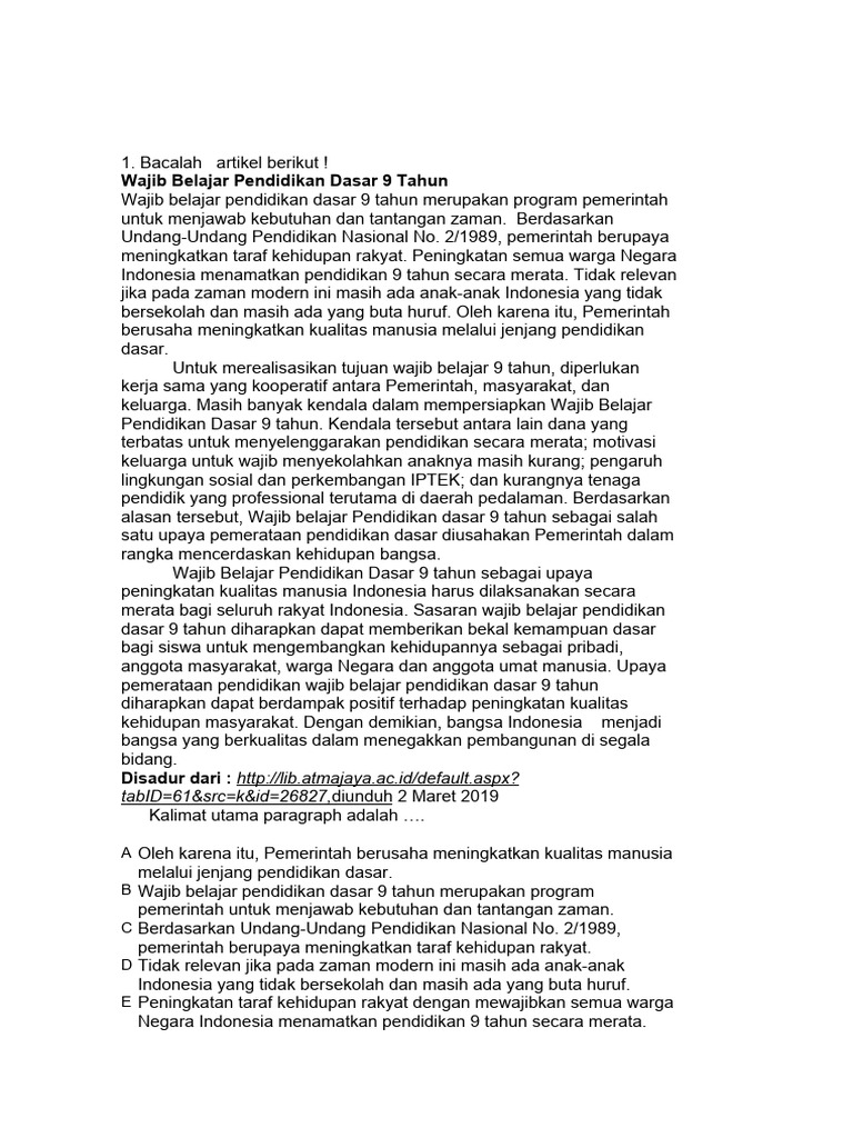 Contoh Soal Bindo | PDF