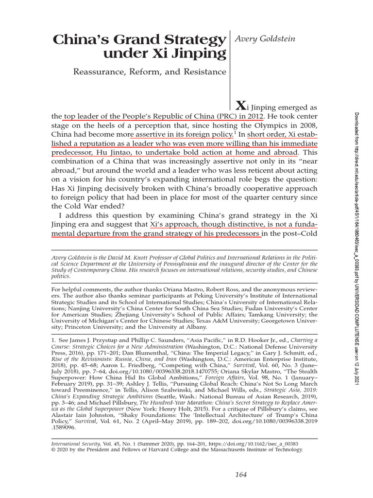 China's Grand Strategy Isec - A - 00383 | Download Free PDF | China ...