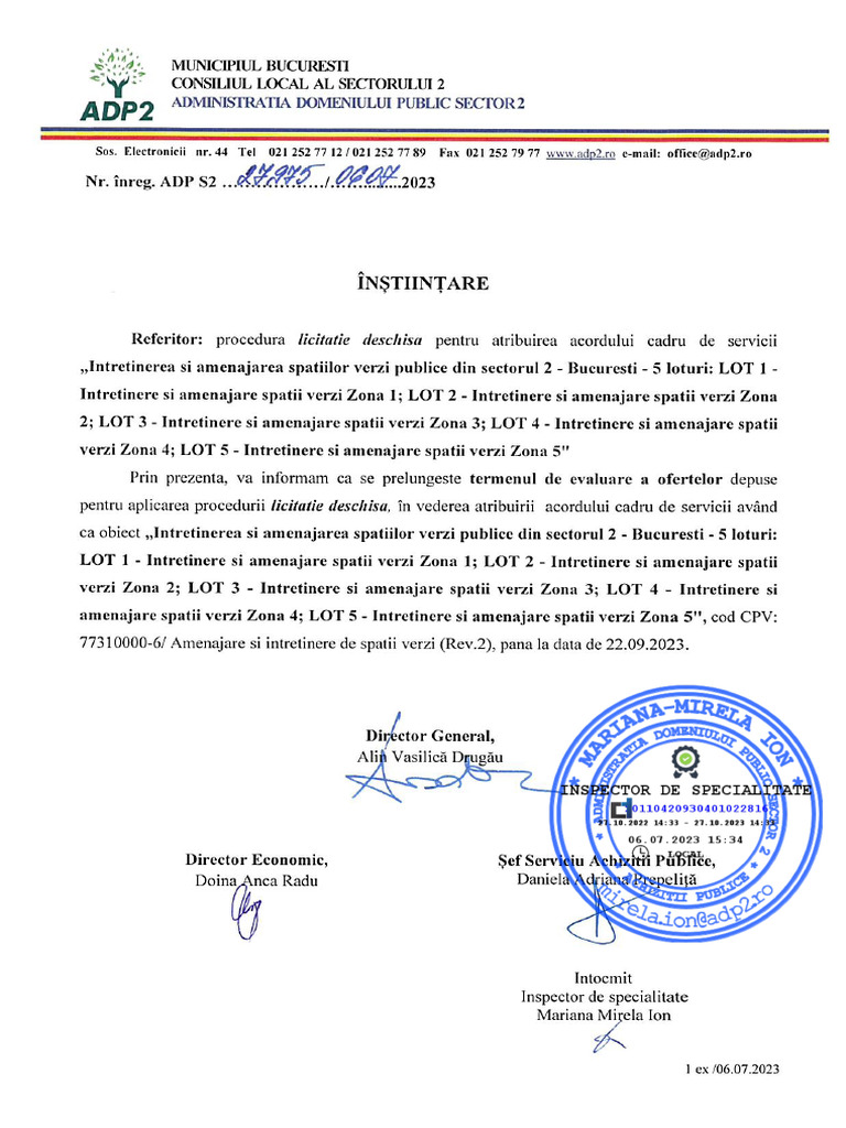 Instiintare Prelungire Prima | PDF