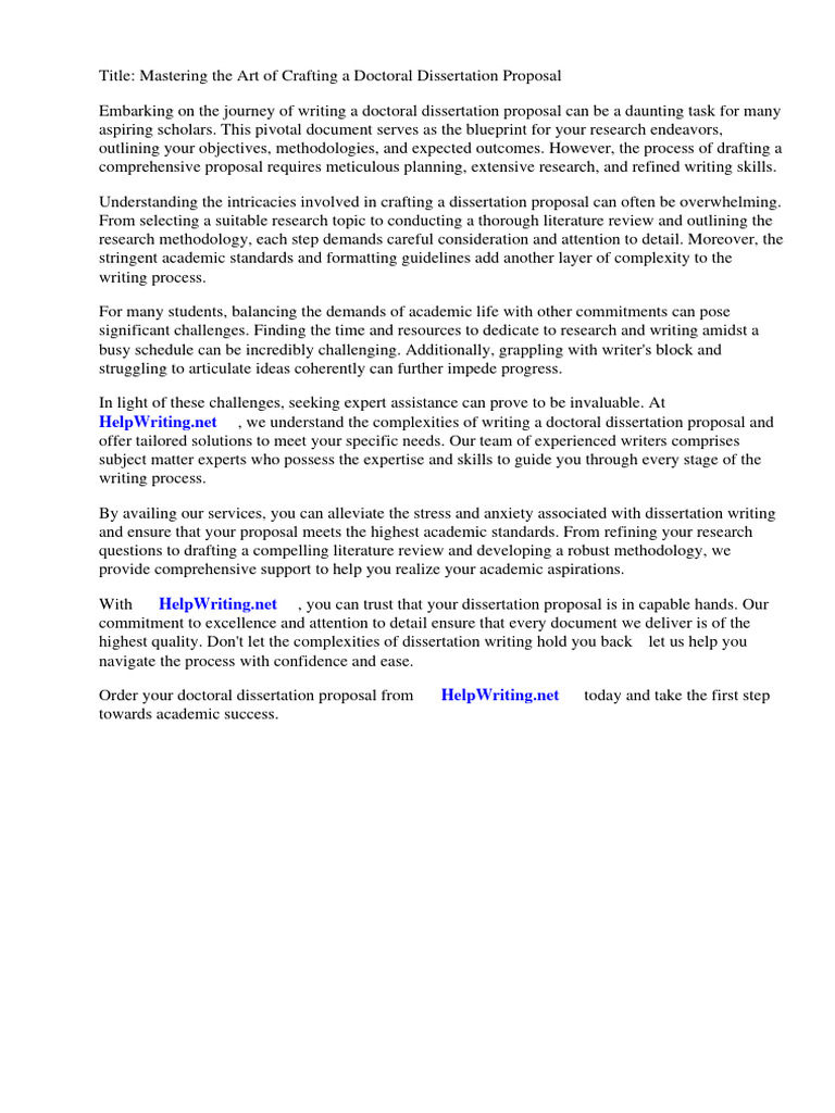 How To Write A Doctoral Dissertation Proposal | PDF | Thesis | Doctor ...