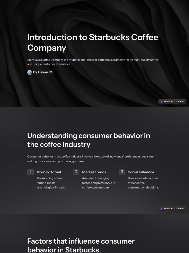 Introduction To Starbucks Coffee Company | PDF | Consumer Behaviour | Brand