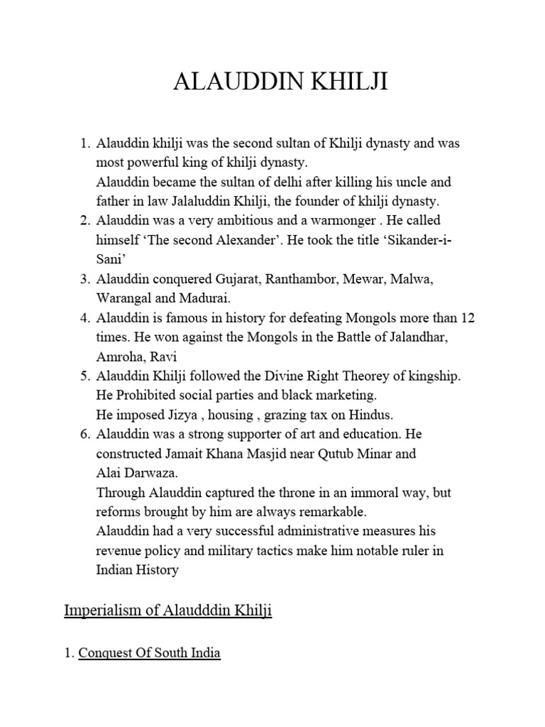 Administrative Reforms of Alauddin Khilji | PDF