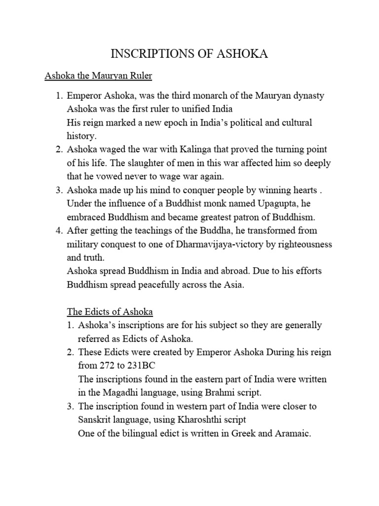 Inscriptions of Ashoka | Download Free PDF | Ashoka