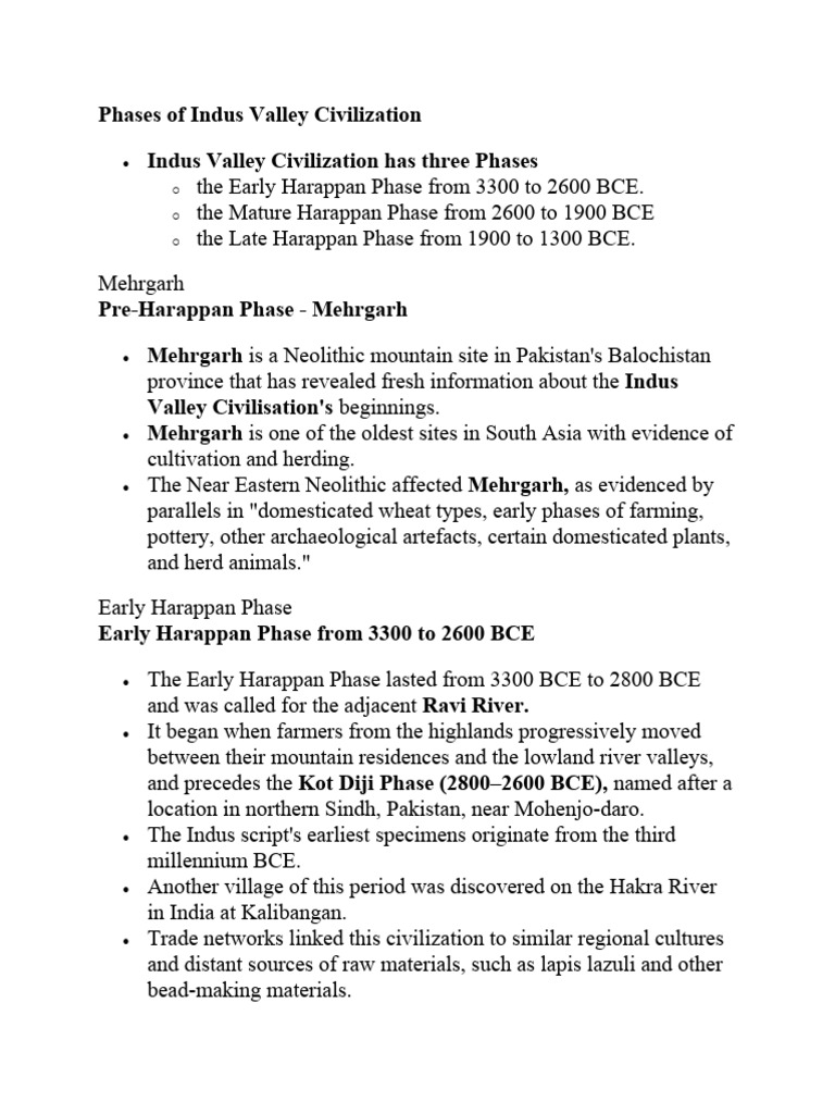 Harappan Civilization or Indus Valley Civilization | PDF