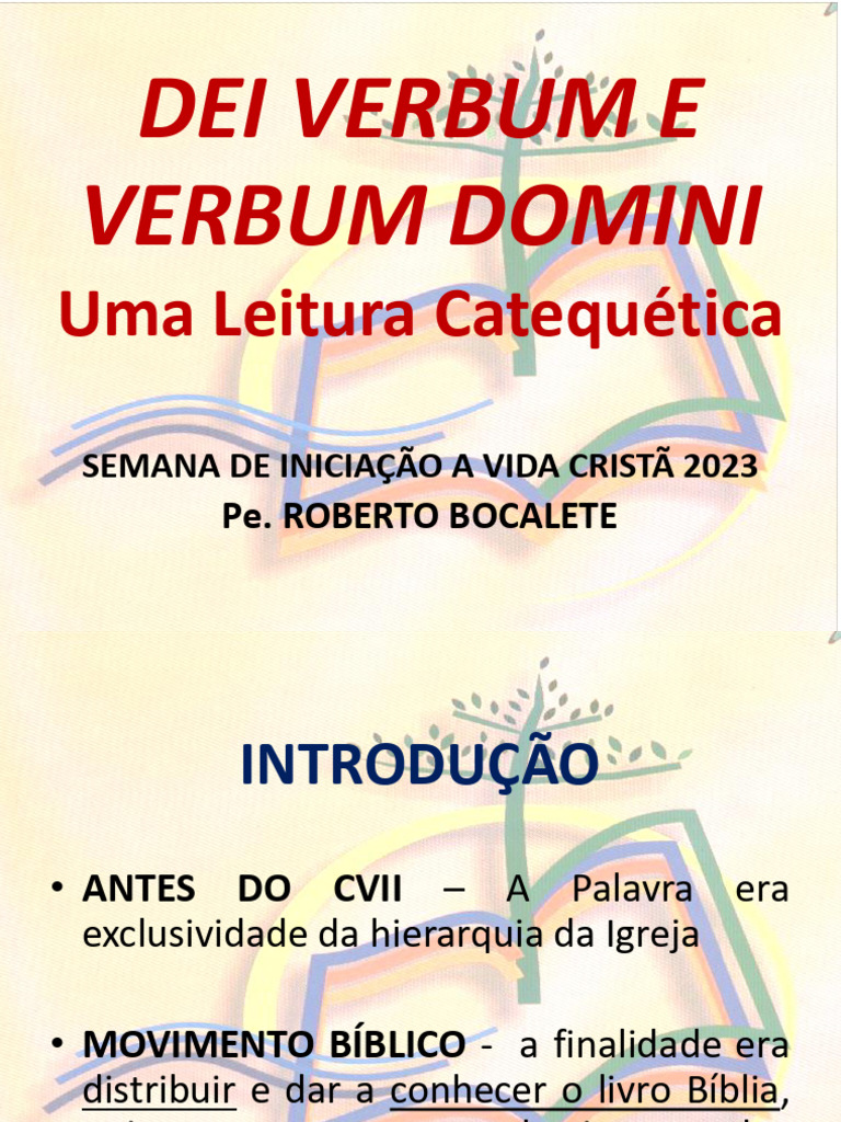 Dei Verbum e Verbum Domini | PDF | Bíblia | Igreja católica