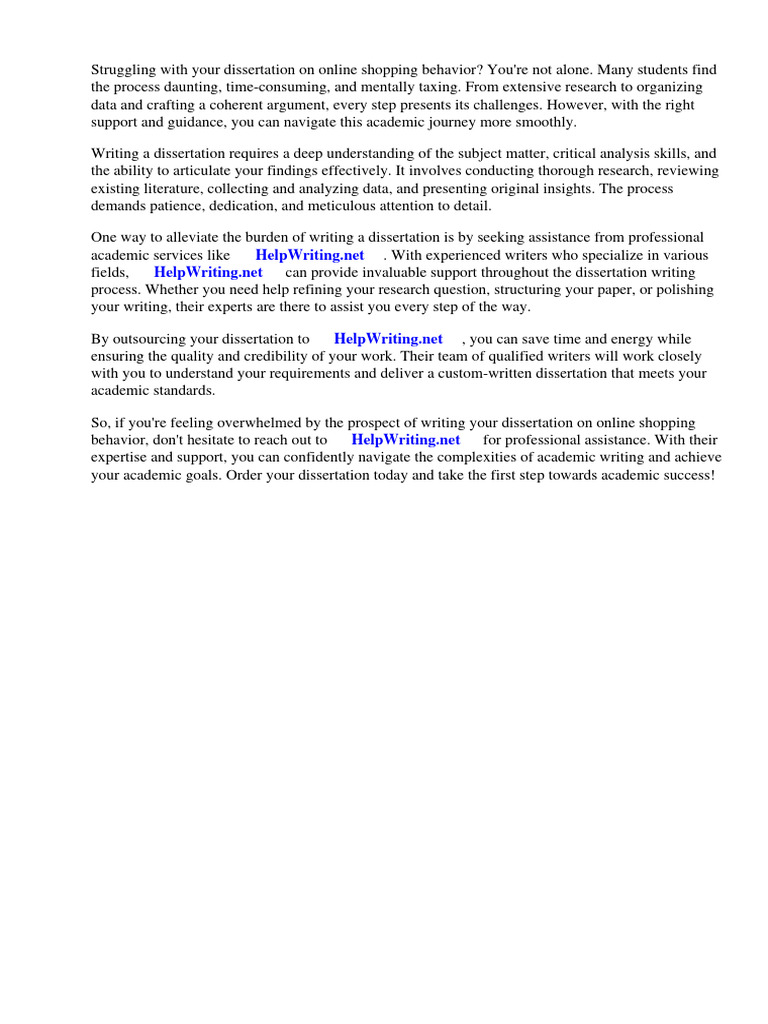 Dissertation On Online Shopping Behaviour | PDF | Consumer Behaviour ...