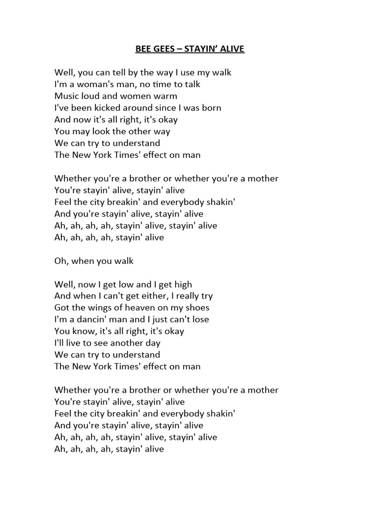 Bee Gees - Stayin' Alive | PDF