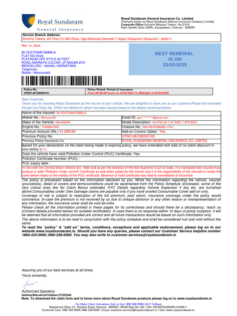 VPS0146736000101 | PDF | Insurance | Deductible