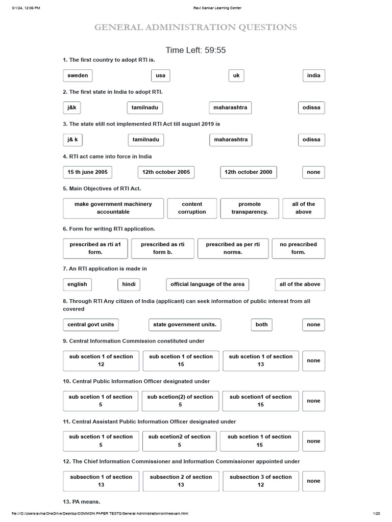 General Administration Questions | PDF | Justice | Crime & Violence