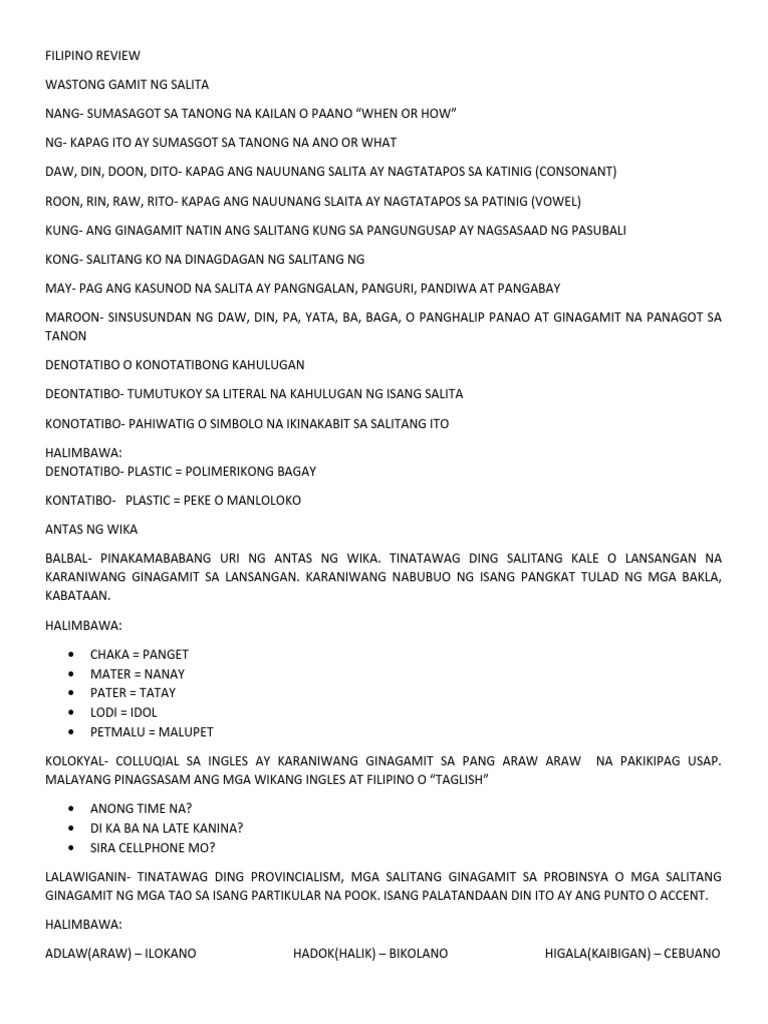 Filipino Review | PDF