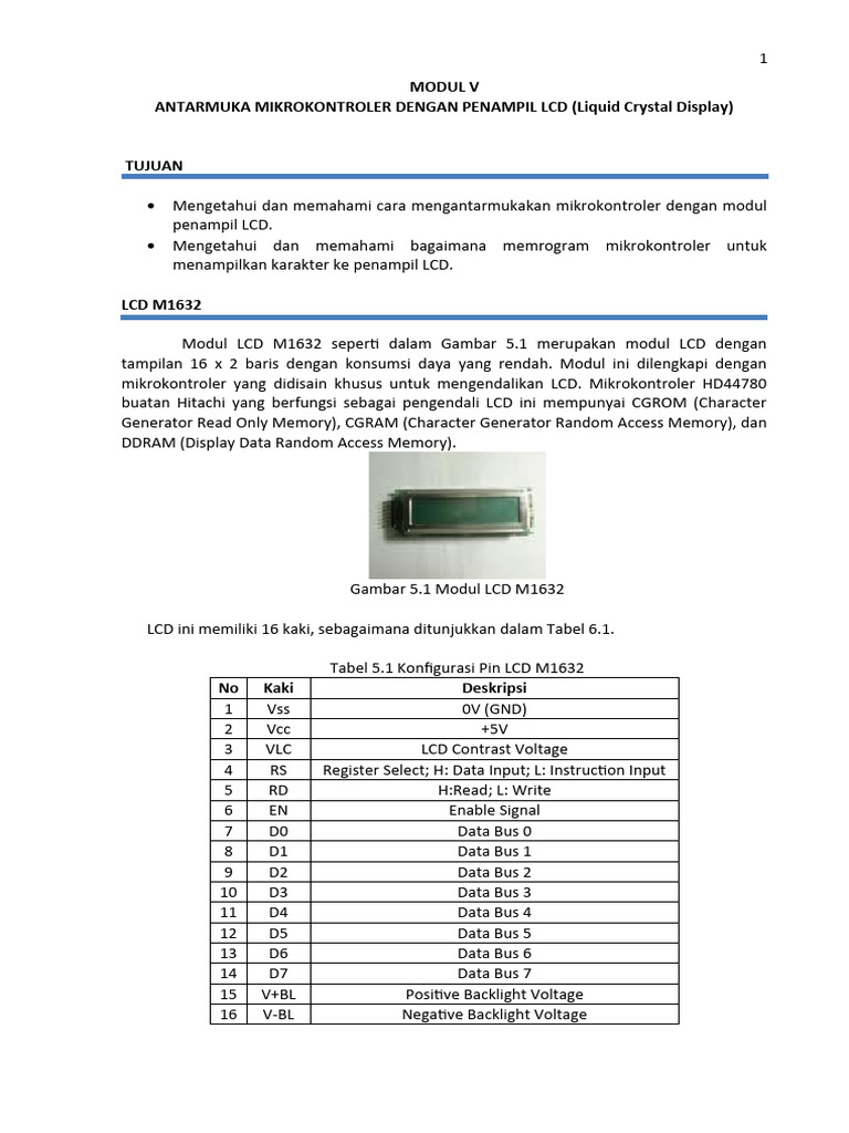Modul 5 Antarmuka Mikrokontroler Dengan LCD | PDF