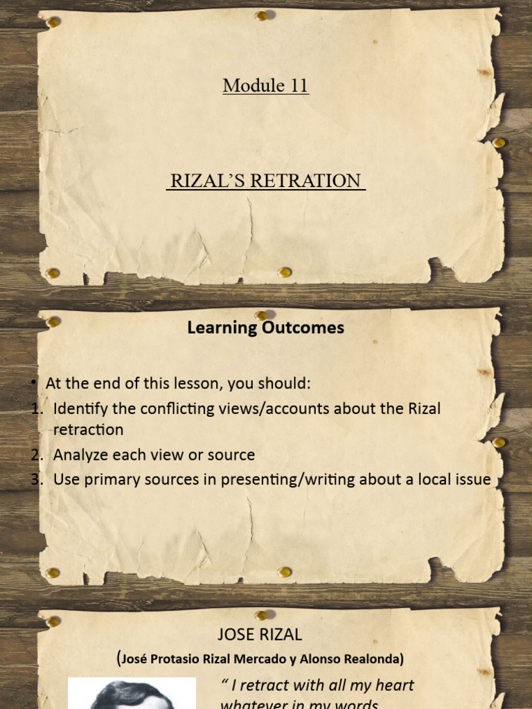 Rizal retraction Module 11 Ppt | PDF | Philippines