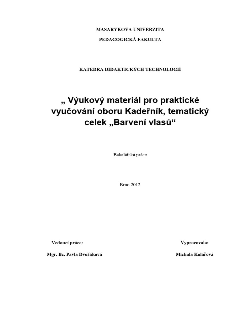 BAKALARSKA PRACE Barveni Vlasu | PDF