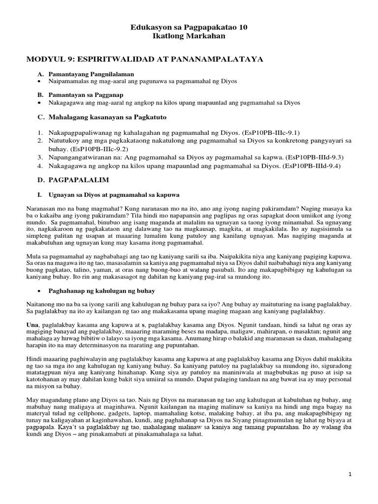 EsP10 3rd Quarter Learner s Manual | PDF