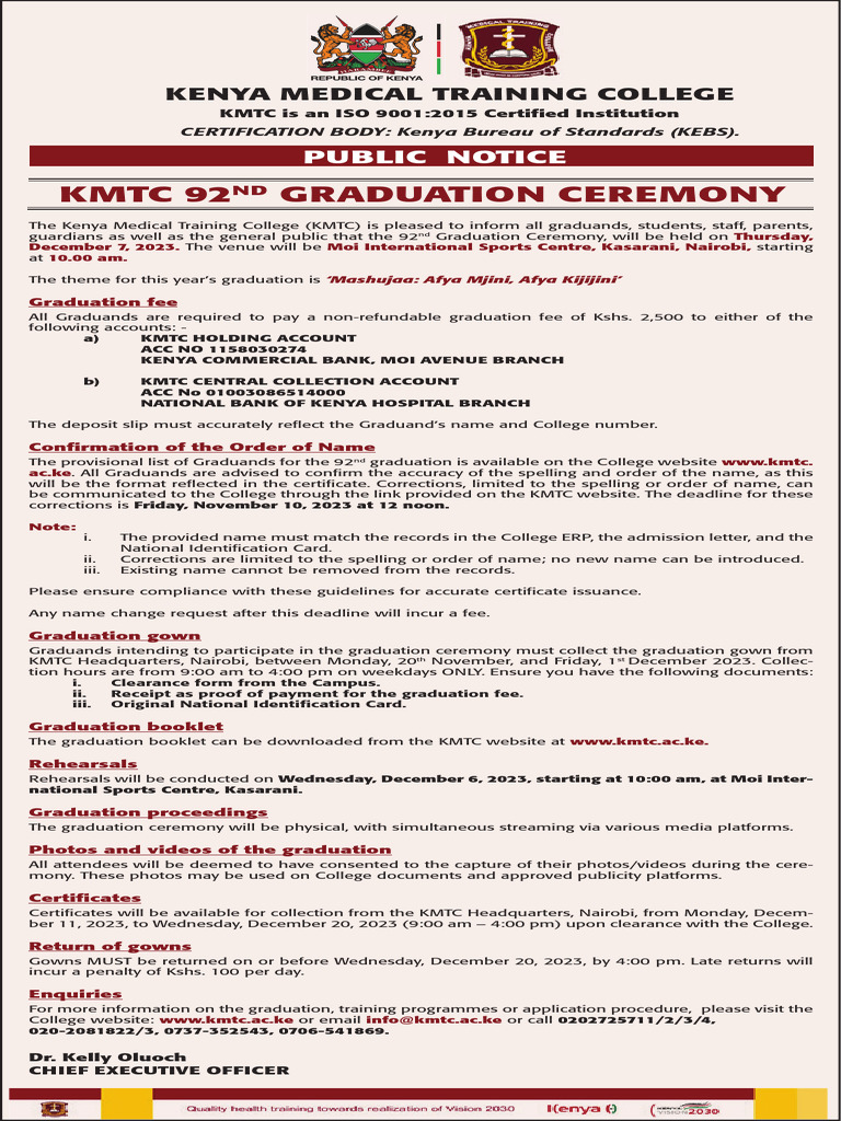 KMTC 92nd Graduation Ceremony Details | PDF