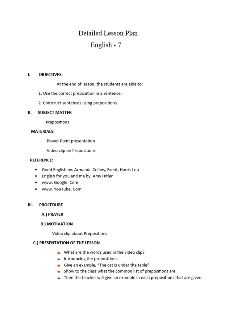 Detailed Lesson Plan | PDF