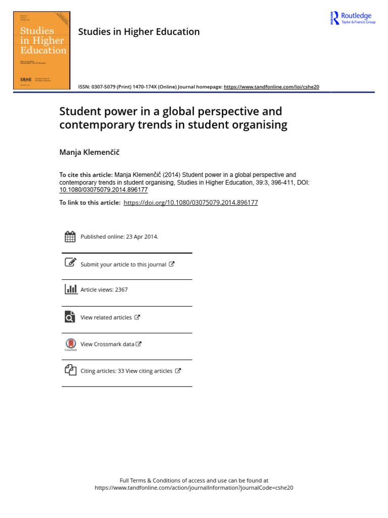 C2 Student Power in a Global Perspective and Contemporary Trends in ...