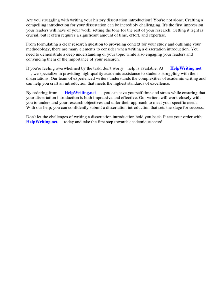 History Dissertation Introduction Sample | PDF | Thesis | Essays