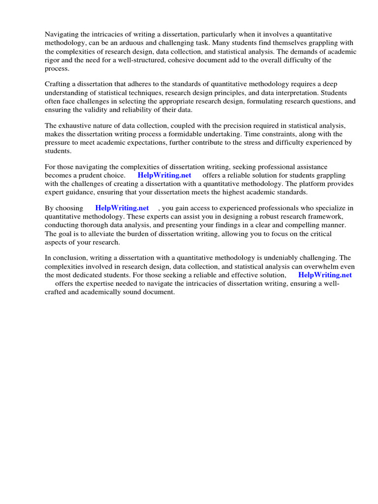 Dissertation Quantitative Methodology Example | PDF | Methodology ...