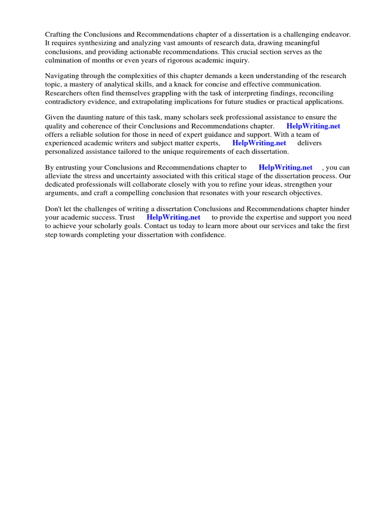 Conclusions and Recommendations Chapter Dissertation | PDF | Thesis ...
