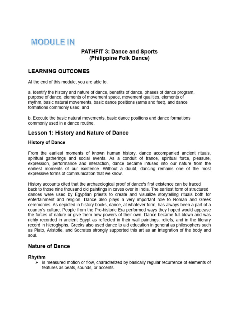 Module in Pathfit 3 Sy 2023 2024 | PDF | Dances | Physical Fitness