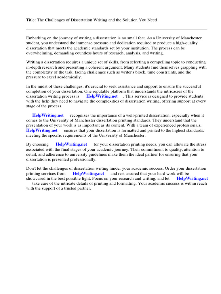 University of Manchester Dissertation Printing | PDF | Thesis | Bookbinding