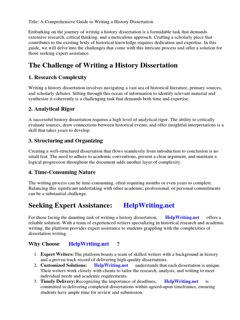 Guide To Writing A History Dissertation | PDF | Thesis | Doctorate
