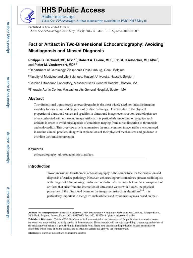 Fact or Artifact in Two-Dimensional Echocardiography | PDF | Echocardiography | Mirror