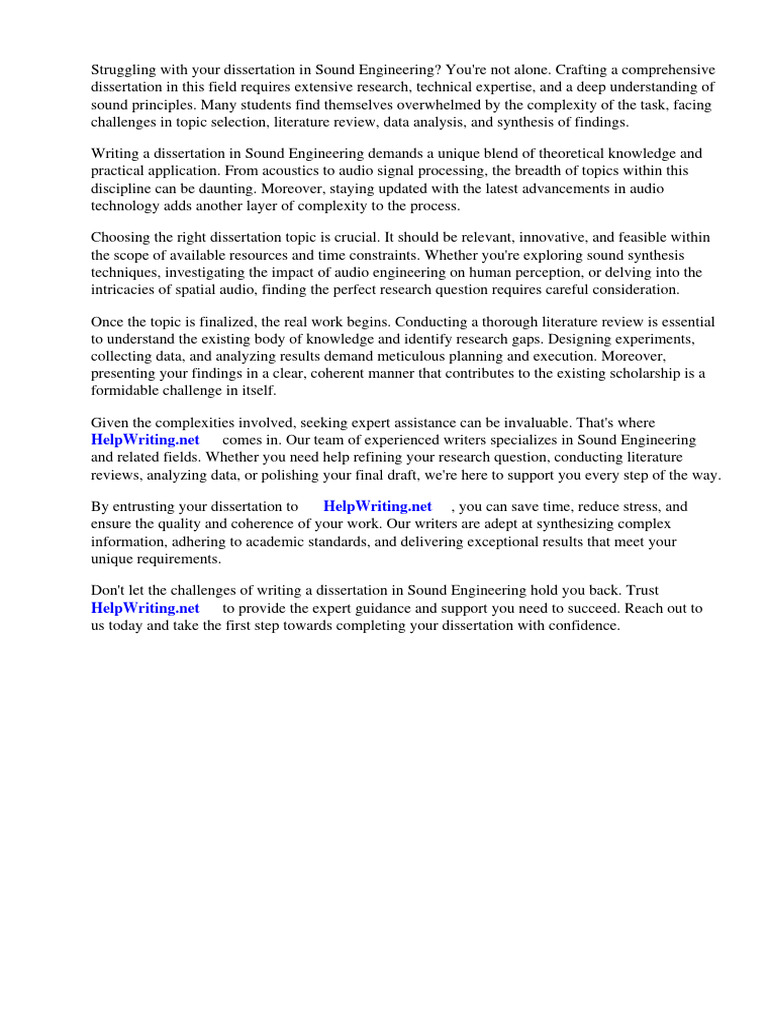 Dissertation Ideas Sound Engineering | PDF | Audio Engineer | Engineering