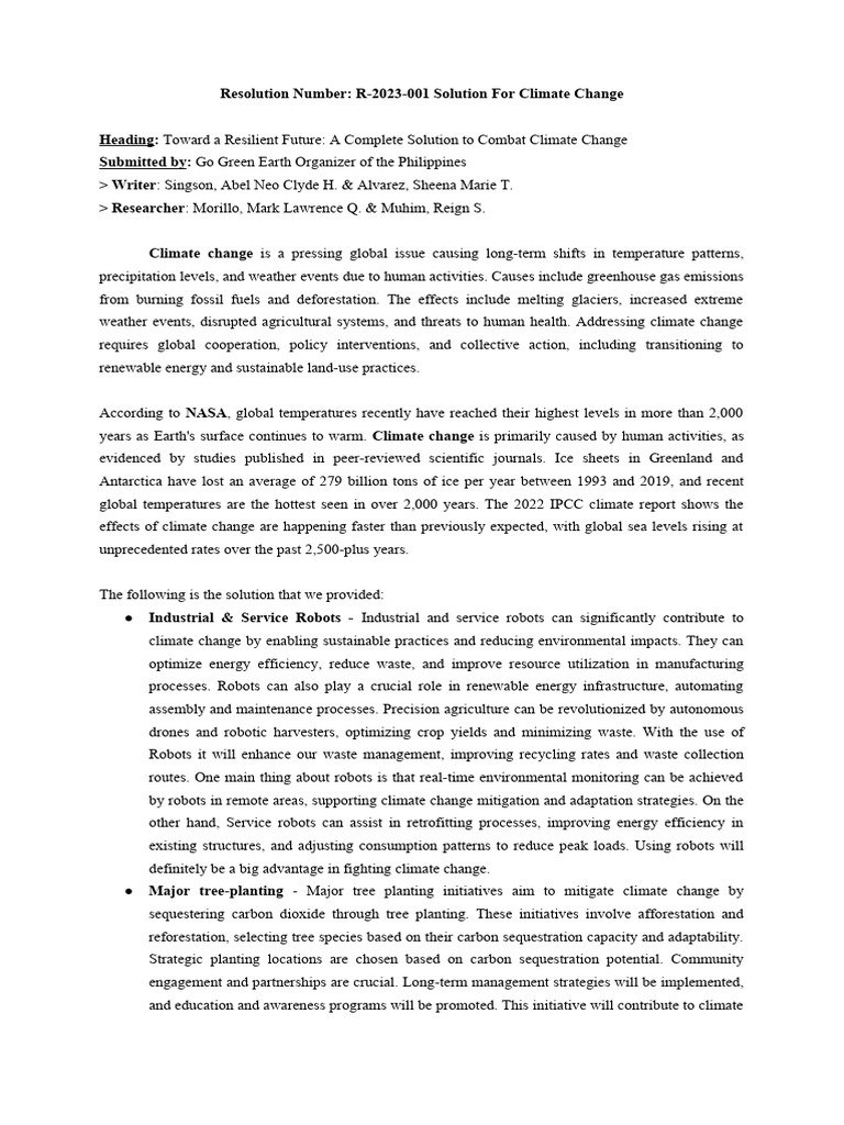 Resolution Paper ICT | PDF | Climate Change Mitigation | Climate Change
