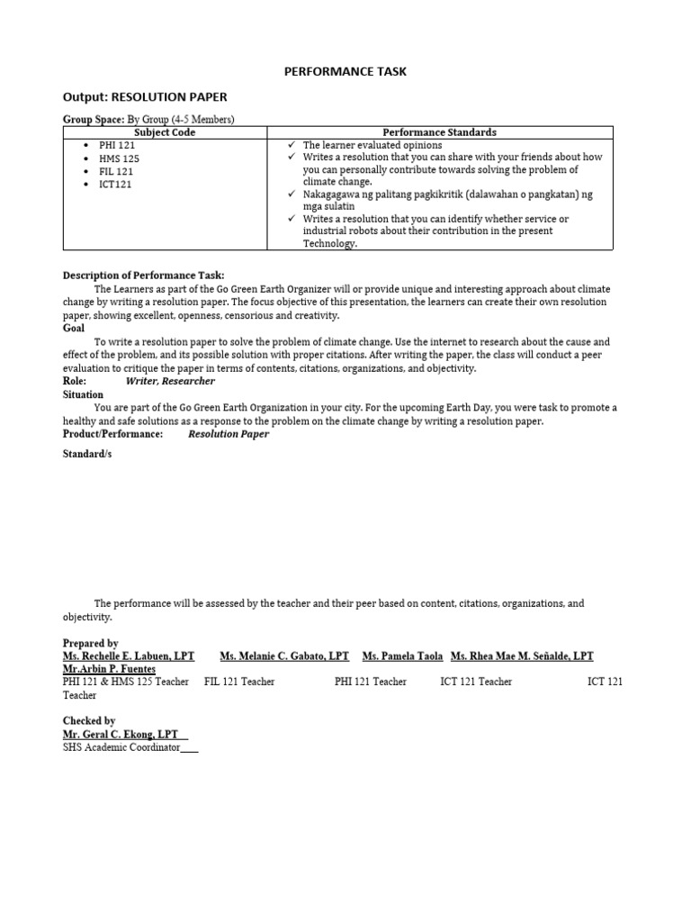 Performance Task | PDF | Behavior Modification | Learning