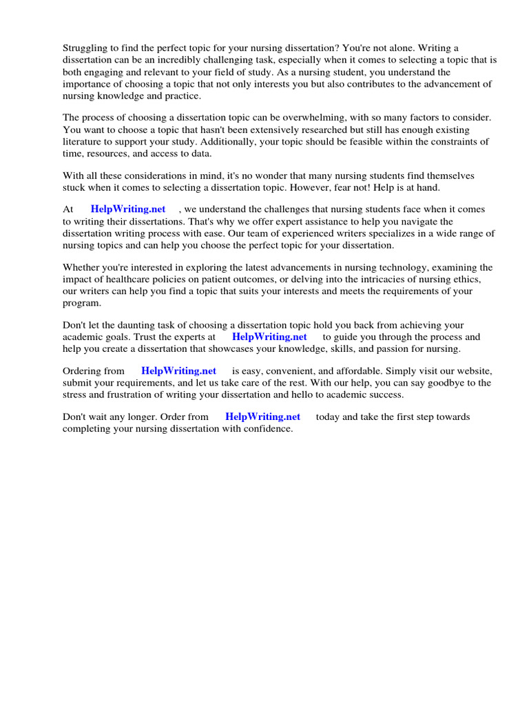 Good Dissertation Topics For Nurses | PDF | Nursing | Mental Disorder