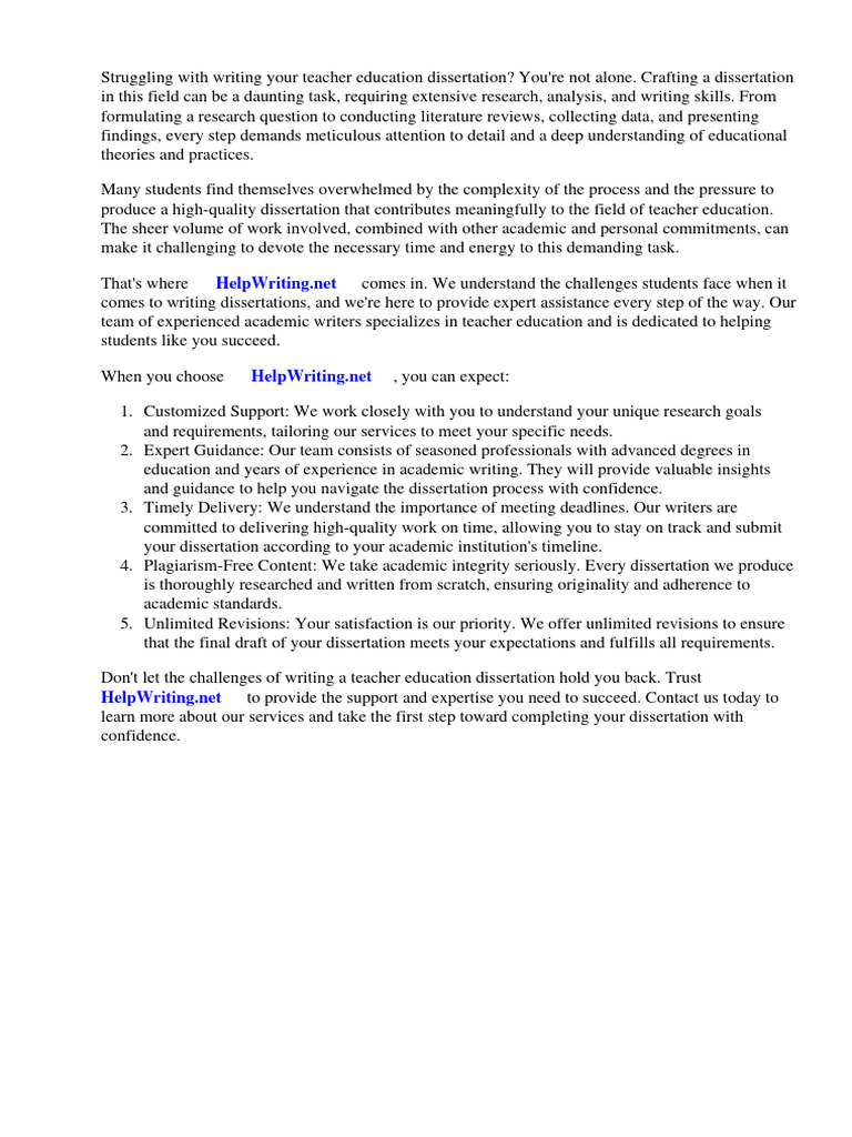 Expert Help for Teacher Education Dissertations | PDF | Thesis | Doctor Of Philosophy