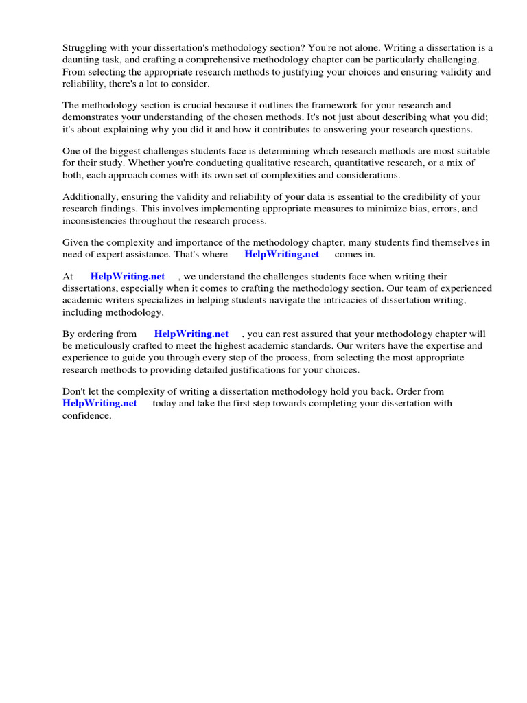 Dissertation How To Write Methodology | Download Free PDF | Methodology ...