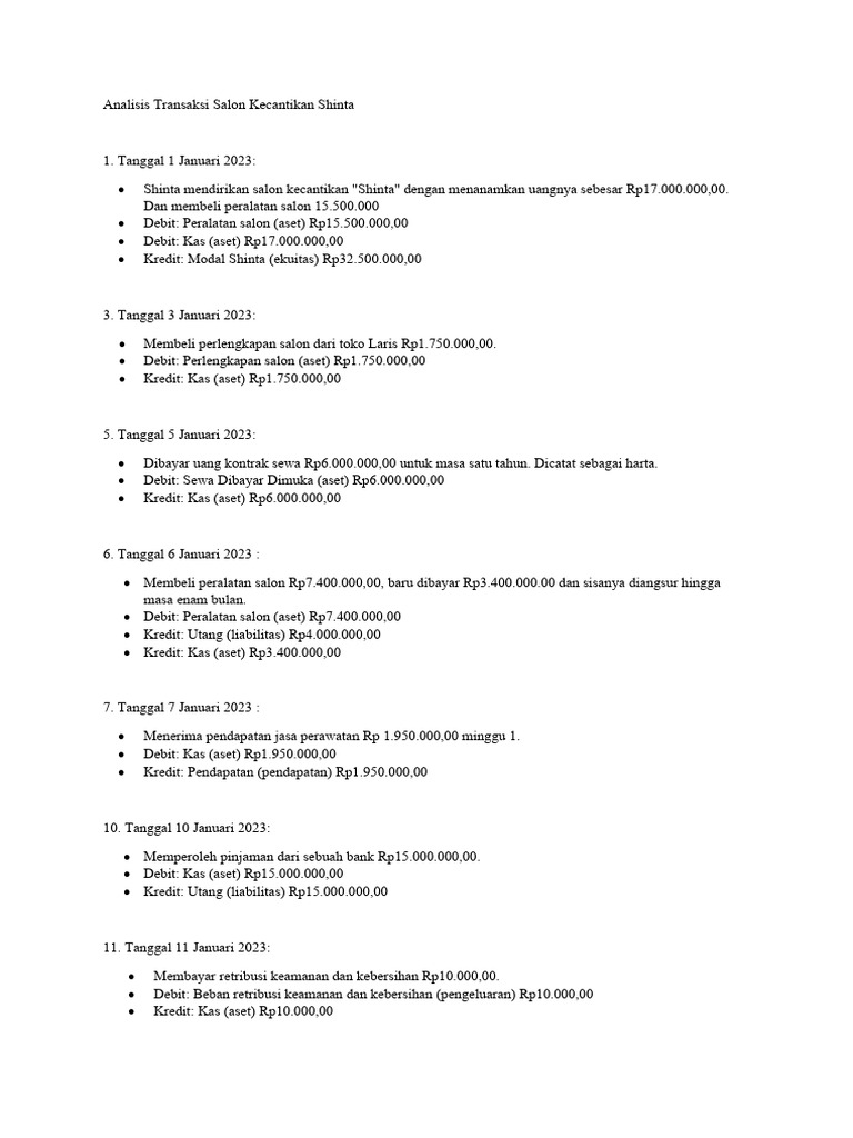 Analisis Transaksi Shinta | PDF